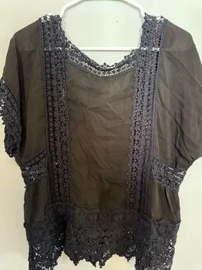 Johnny Was | Skirts | Johnny Was Black Crochet Lace Top With Floral ...